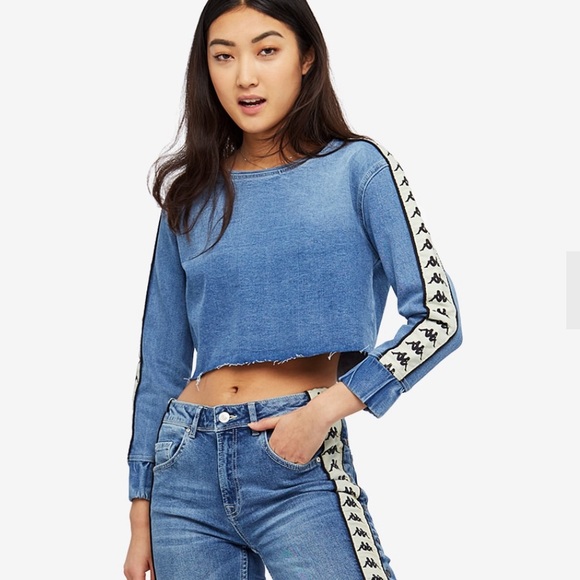 Kappa | Tops | New Kappa Bersy Denim Branded Crop Top Large | Poshmark